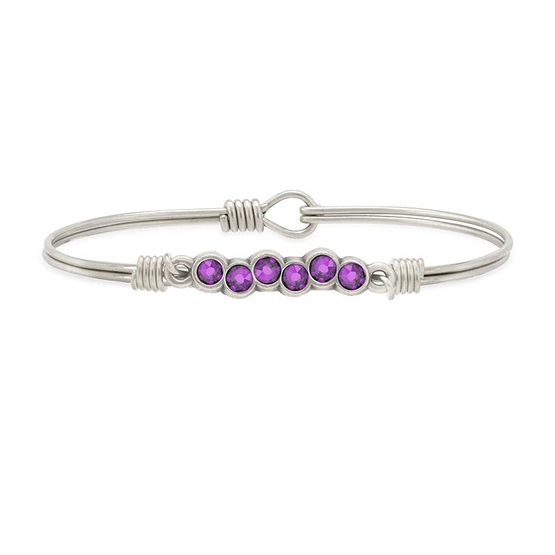 Luca + Danni February Starlight Bangle Bracelet For Women - Brass Tone Regular Size Made in USA