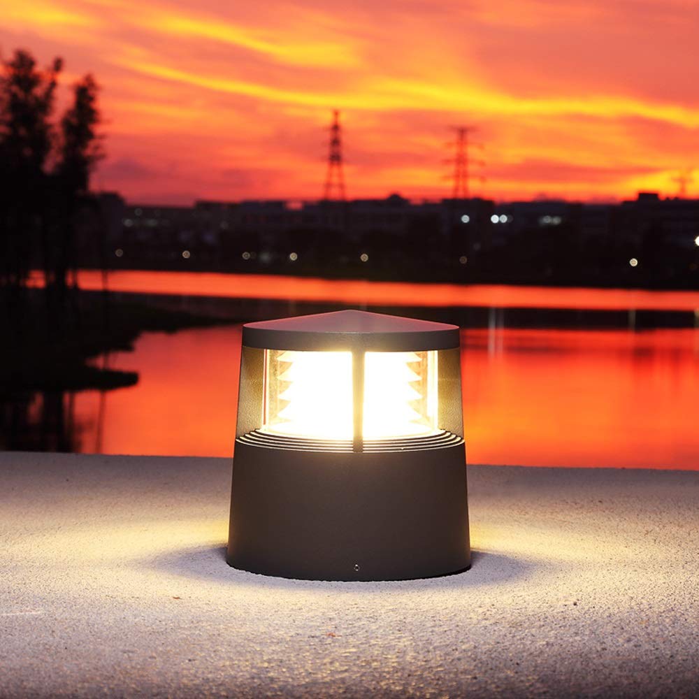 IBalody E27 Modern Simple Waterproof Outdoor PC Post Lights Height 21cm Metal Aluminum Column Lamp Villa Home Street Garden Courtyard Deocrative Lighting Pillar Lights