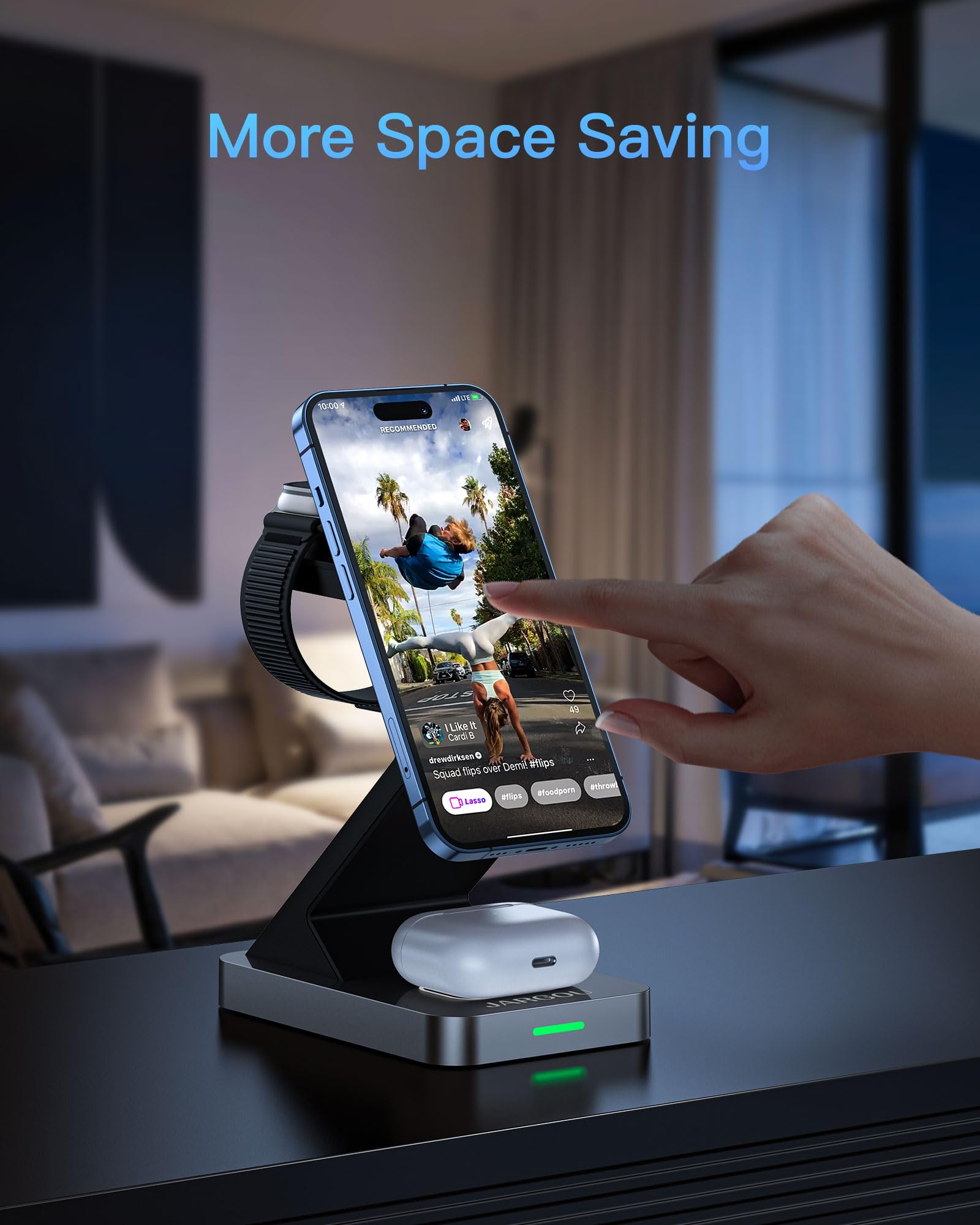 JARGOU Magnetic Wireless Charging Station,3 in 1 Wireless Charger for iPhone 15 14 13 12 Pro/Max/Mini/Plus,Magnetic Charger Stand Compatible for iWatch Ultra/8/7/SE/6/5/4/3/2,AirPods Wireless/Pro