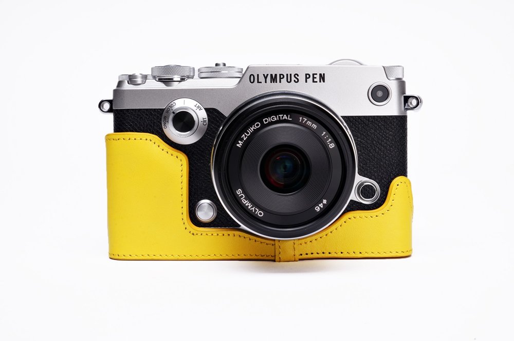 Handmade Genuine Real Leather Half Camera Case Camera Bag for Olympus Pen-F Pen F 7 Colors