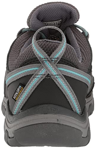 KEEN Women's Ridge Flex Low Height Waterproof Hiking Boots, Raven/Porcelain, 8.5