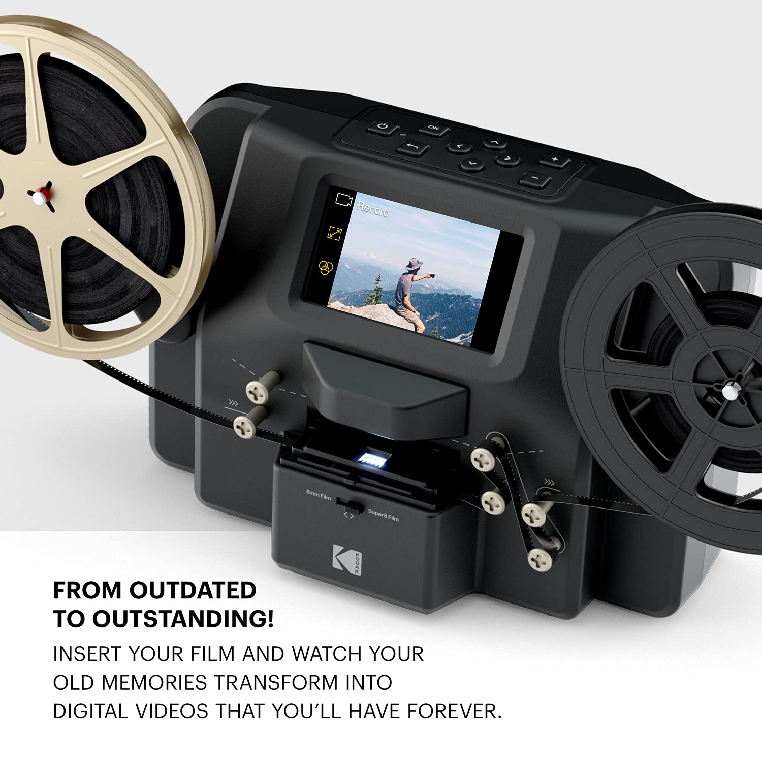KODAK REELZ 8mm & Super 8 Films Digitizer Converter with Big 5” Screen, Converts Film to Digital MP4 Files