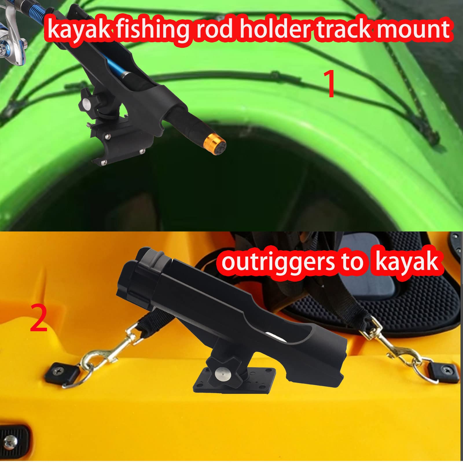 LINGUANG 2 Pack Kayak Canoe and Boats Fishing Rod Holder 360° Adjustable Swivel Side Mount Kits Tackle for Deck, Ground ,Wall , Rail Track