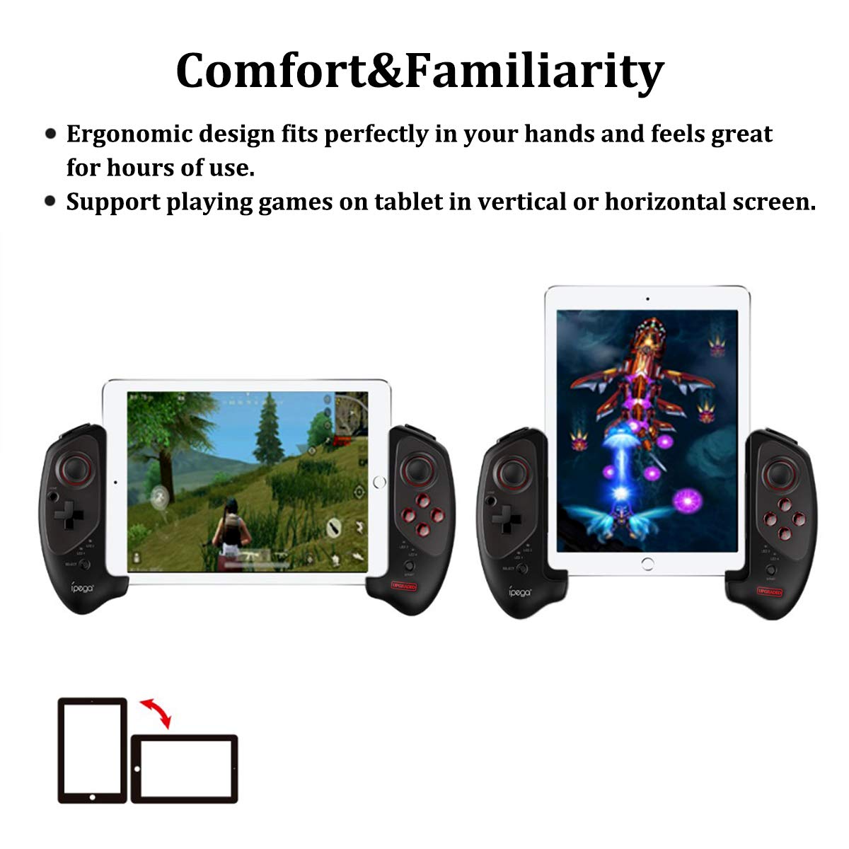 ipega-PG-9083S Mobile Gamepad Wireless 4.0 Controller Gamepad Joystick with 5-10 Inch Telescopic Holder Compatible IPhone8/XR/XS iOS Compatible Android Mobile Phone Tablet