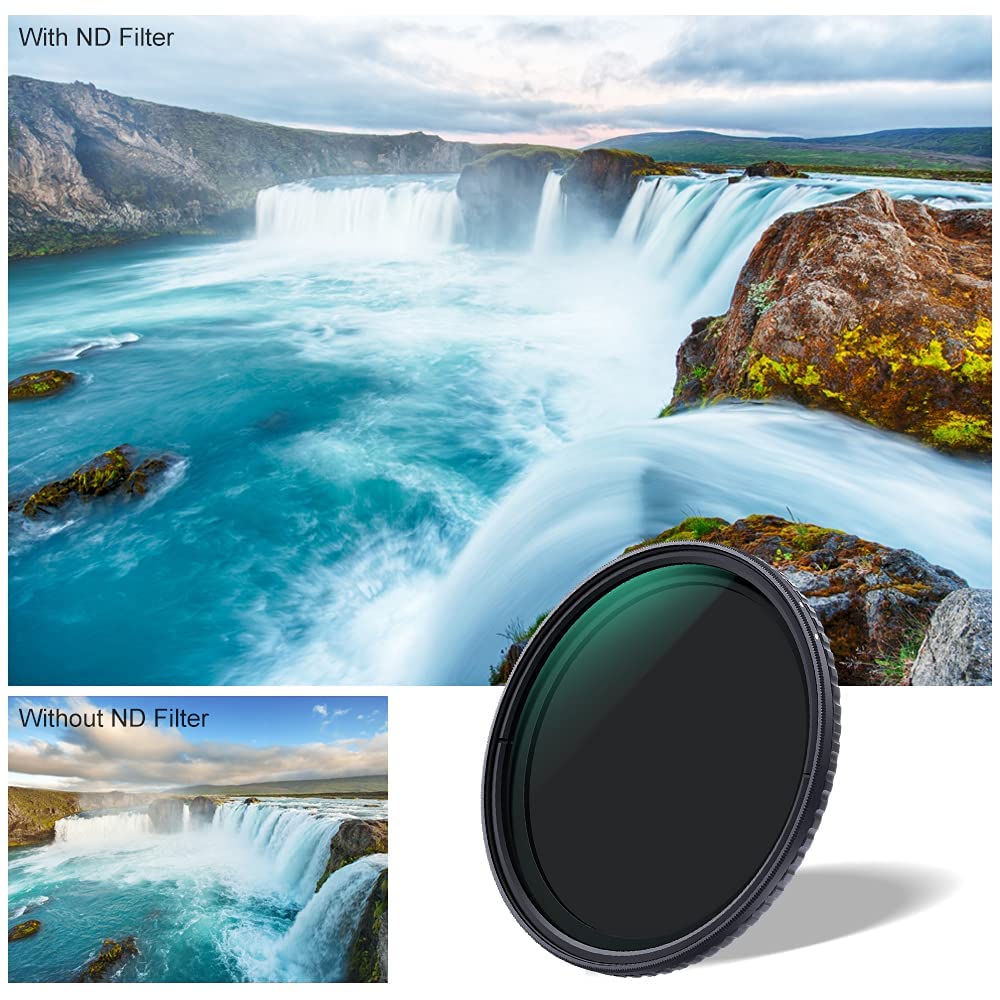 K&F Concept 52mm ND2-ND32(1-5 stop) Filter, Variable ND Filter, No X Spot/Waterproof/Scratch-Resistant, for Camera Lens