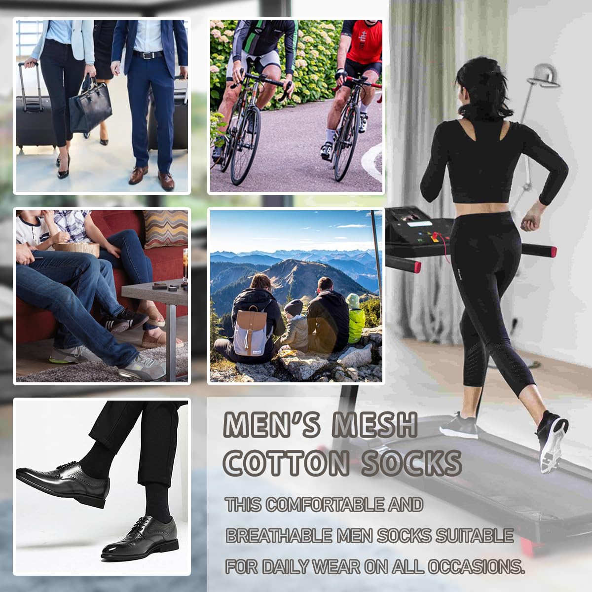 LEPUTA Men's Athletic Ankle Socks Mesh Breathable Cotton Crew Socks Boot Socks Low Cut Socks 6 Pairs