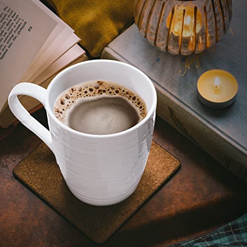 Vidalenta Coffee Mugs Set of 6, 12 oz Ceramic Coffee Cups White Coffee Mugs Latte Mugs, Tea Cups Drinking Cups for Cocoa or Hot Chocolate, Microwave & Dishwasher Safe