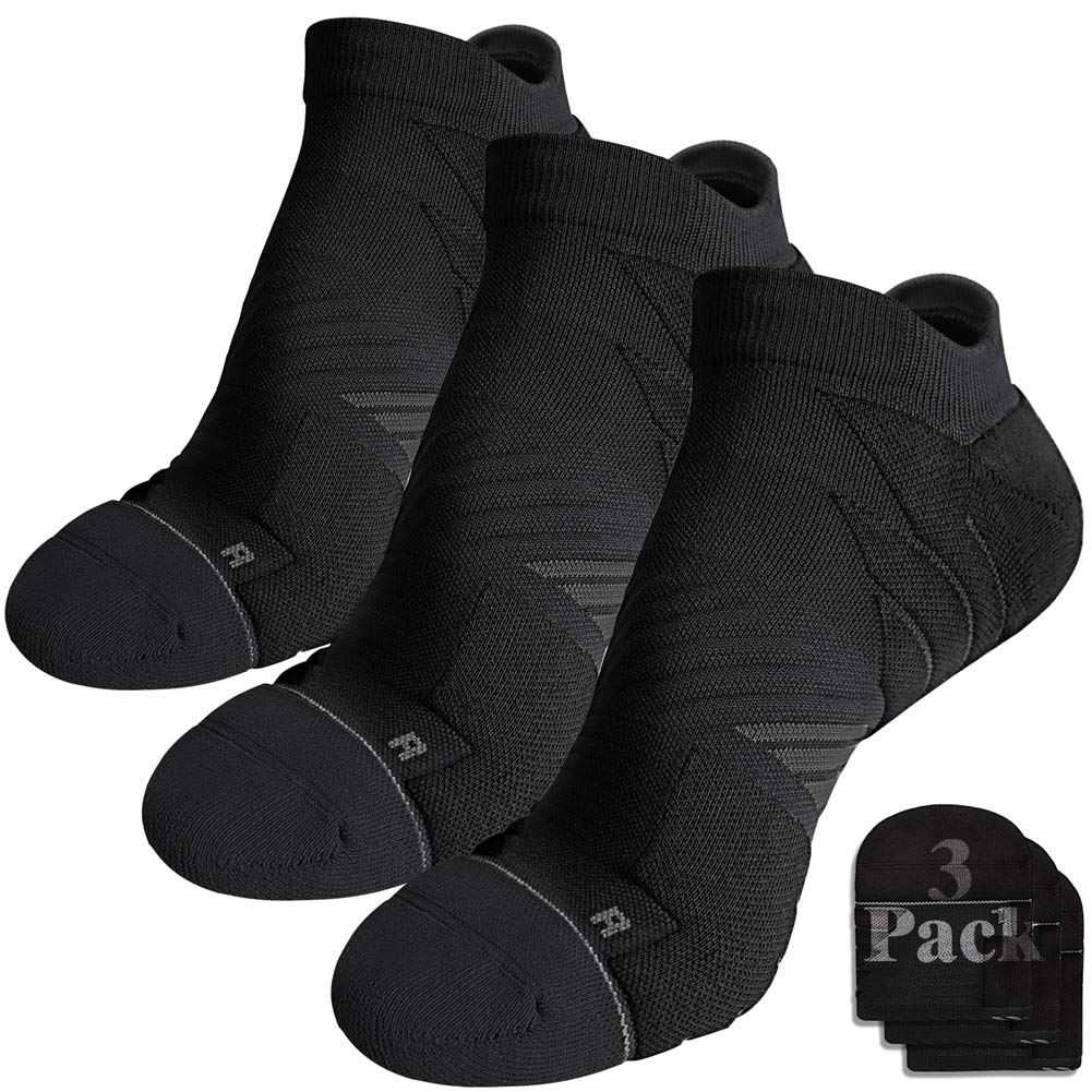 Hylaea Mens Sports Socks, Running Socks Women No Show No Blister, Moisture Wicking Coolmax Breathable socks for Athletic Workout Walking Golf Black Medium