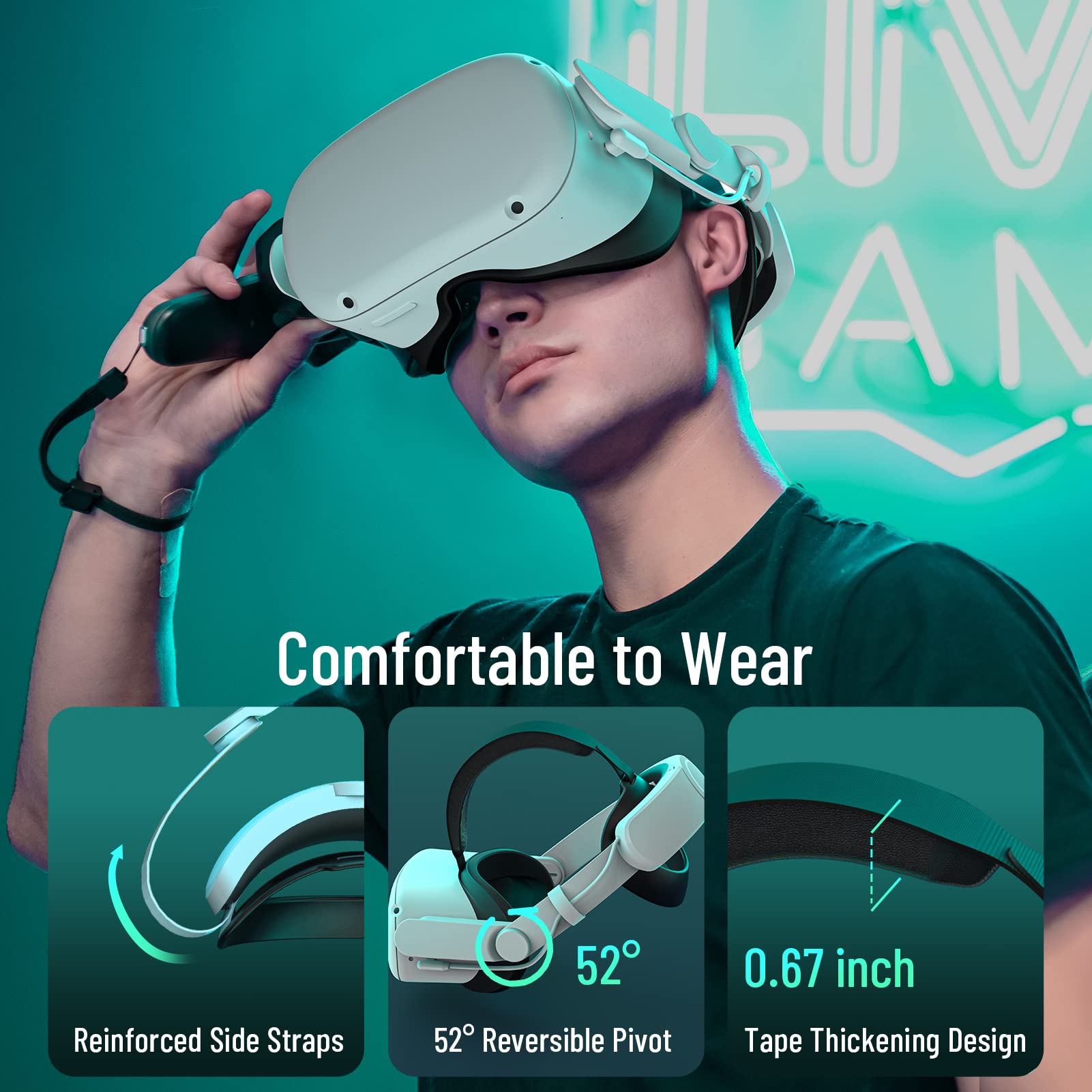 Head Strap with Battery Pack for Oculus Quest 2, Elite Head Strap Replacement 6000mah Compatible with Meta Quest 2 Accessories, Okaycat VR Headset Flip-Adjustable Extended Play Time Black