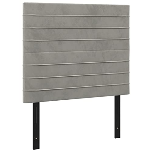 vidaXL Bed Frame, Box Spring Bed Single Platform Bed with Mattress, Bed Frame Mattress Foundation with Headboard for Bedroom, Light Gray Twin Velvet