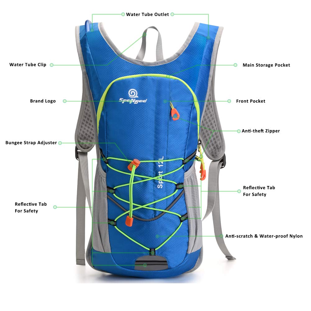 Hydration Backpack, Lightweight Hydration Pack, Water Backpack Pack with 2L Hydration Water Bladder , Suitable for Men Women Kids Biking,Hiking,Camping, Cycling, Running, and Music Festival(Blue)