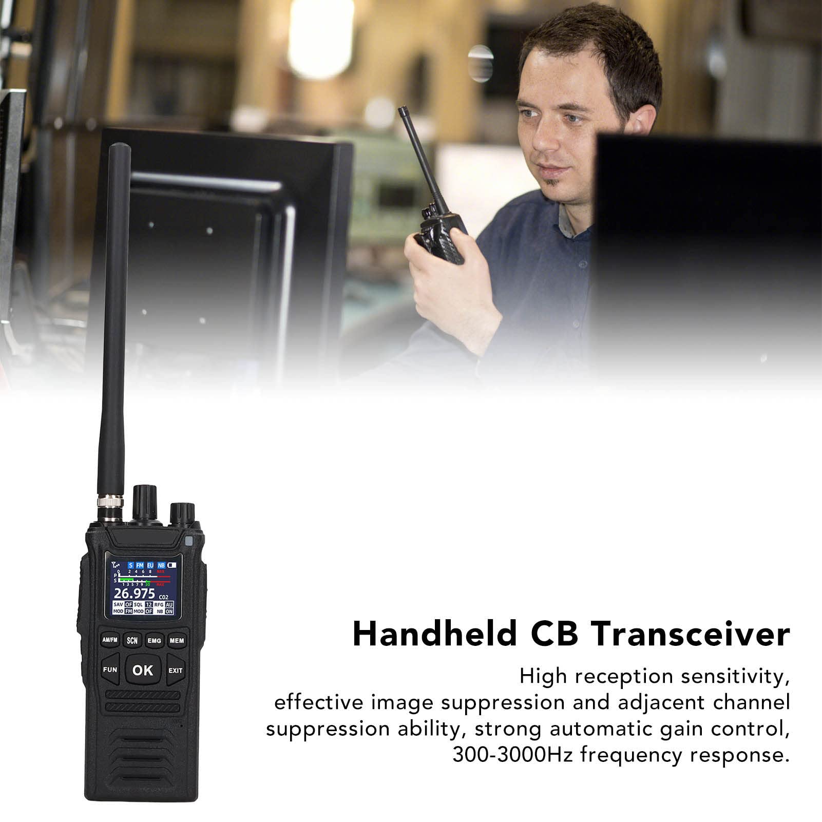 Marine Radio, Hand Held CB Radio High Sensitivity High Volume Clear Voice IP67 Waterproof for Boat (US Plug)