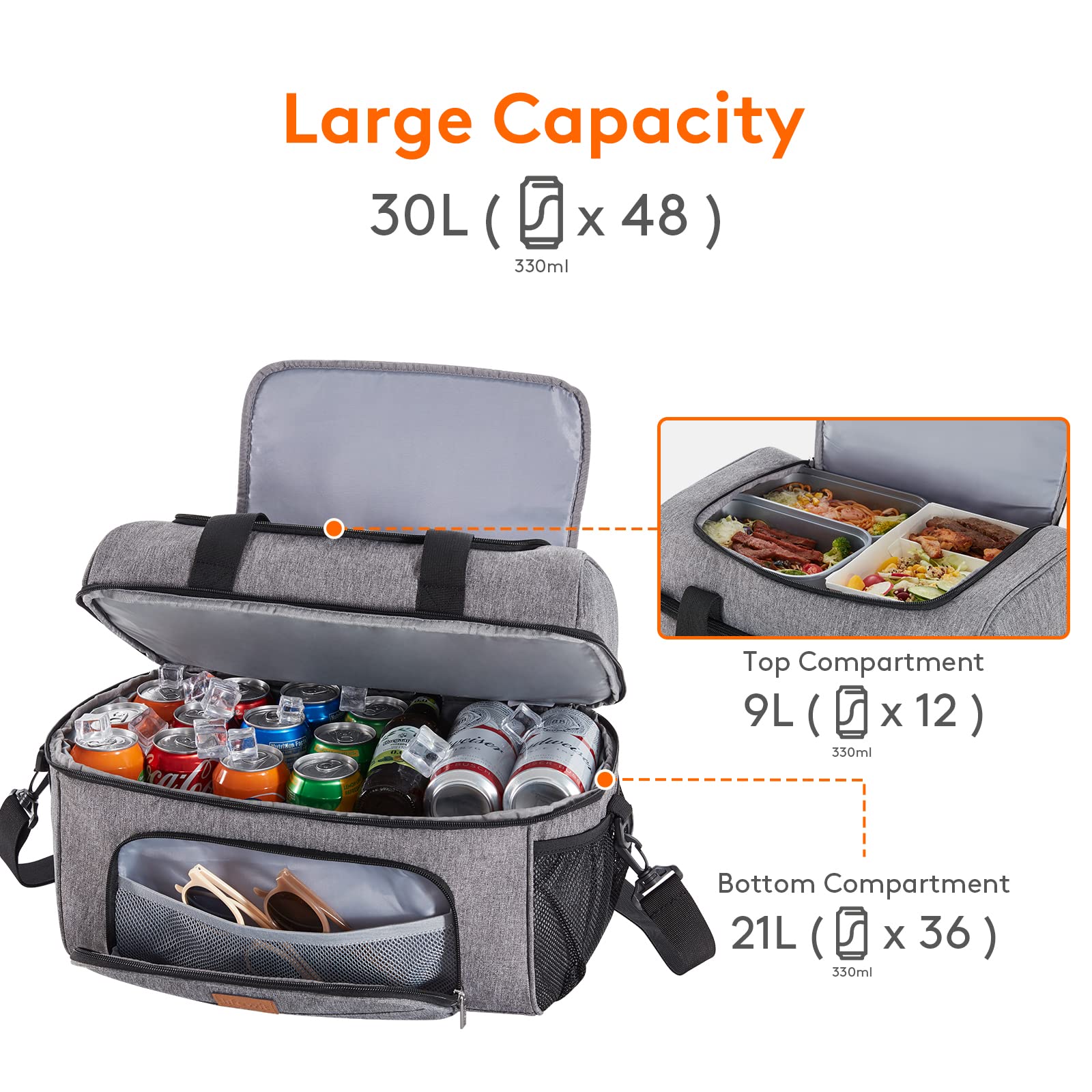 Lifewit 20L Cooler Bag, Bundle with 20L Cooler Bag, Grey