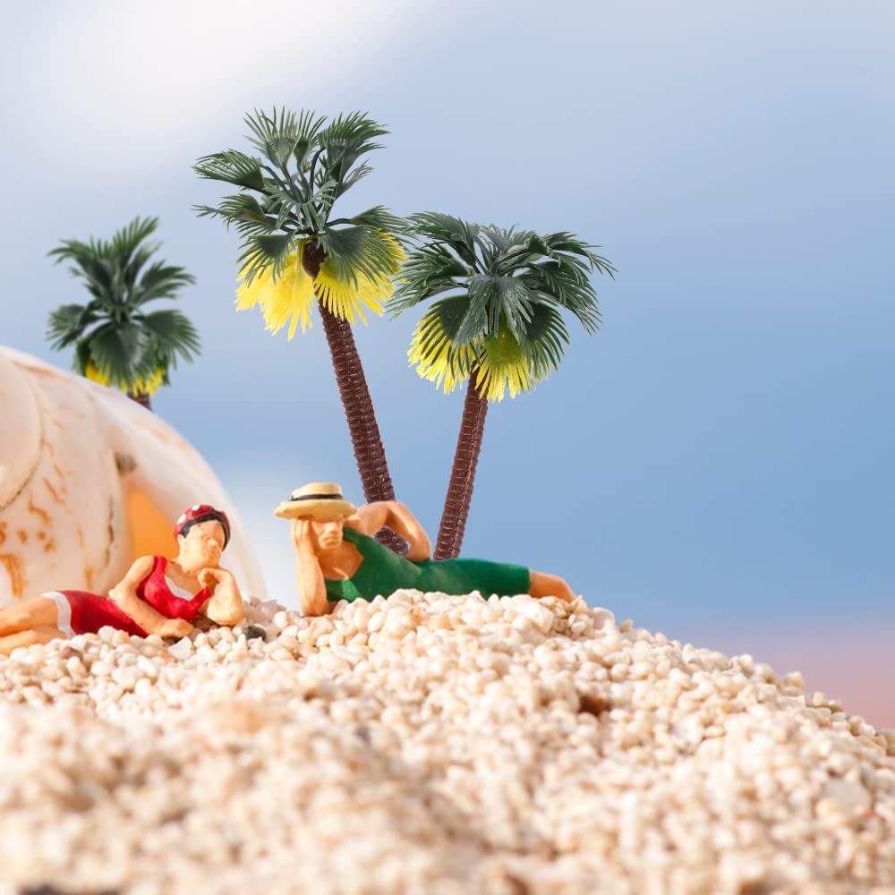 HUIANER Palm Tree Model Trees, Miniature Palm Trees Mixed 4 Size Fake Plastic Trees with No Stands for DIY Scenery Landscape Cake Decoration(16Pcs 2.76" - 5.9")