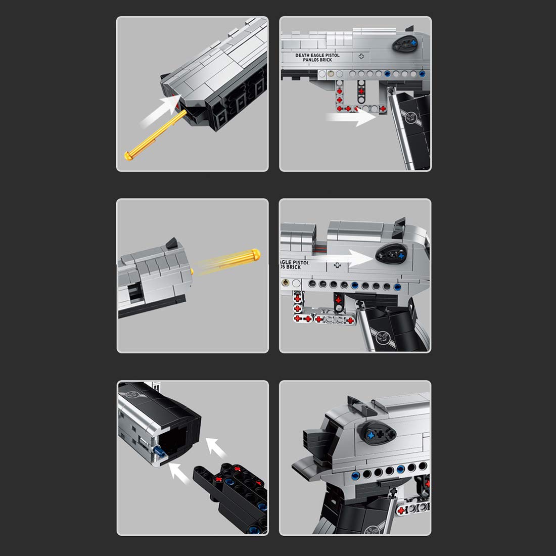 NOSTEA Technics Simulated Desert Eagle Shooting Toy Building Block, 360 PCS, Toys Building Blocks Compatible with Lego Technic
