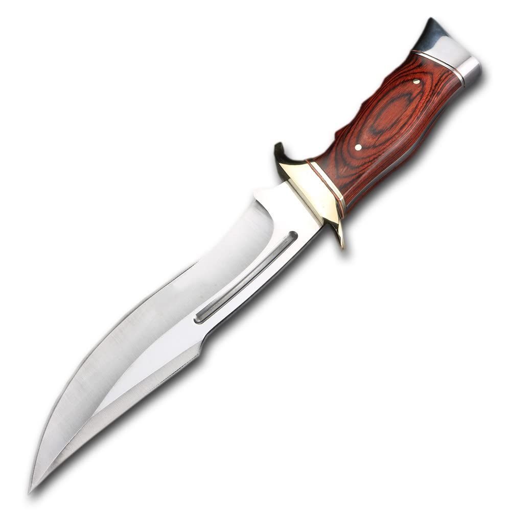 liuliang1 12.2'' Hunting knife Fixed Blade with the sharpest 3Cr13MoV stainless steel Red sandalwood Handle+sheath for Outdoor Survival, Camping
