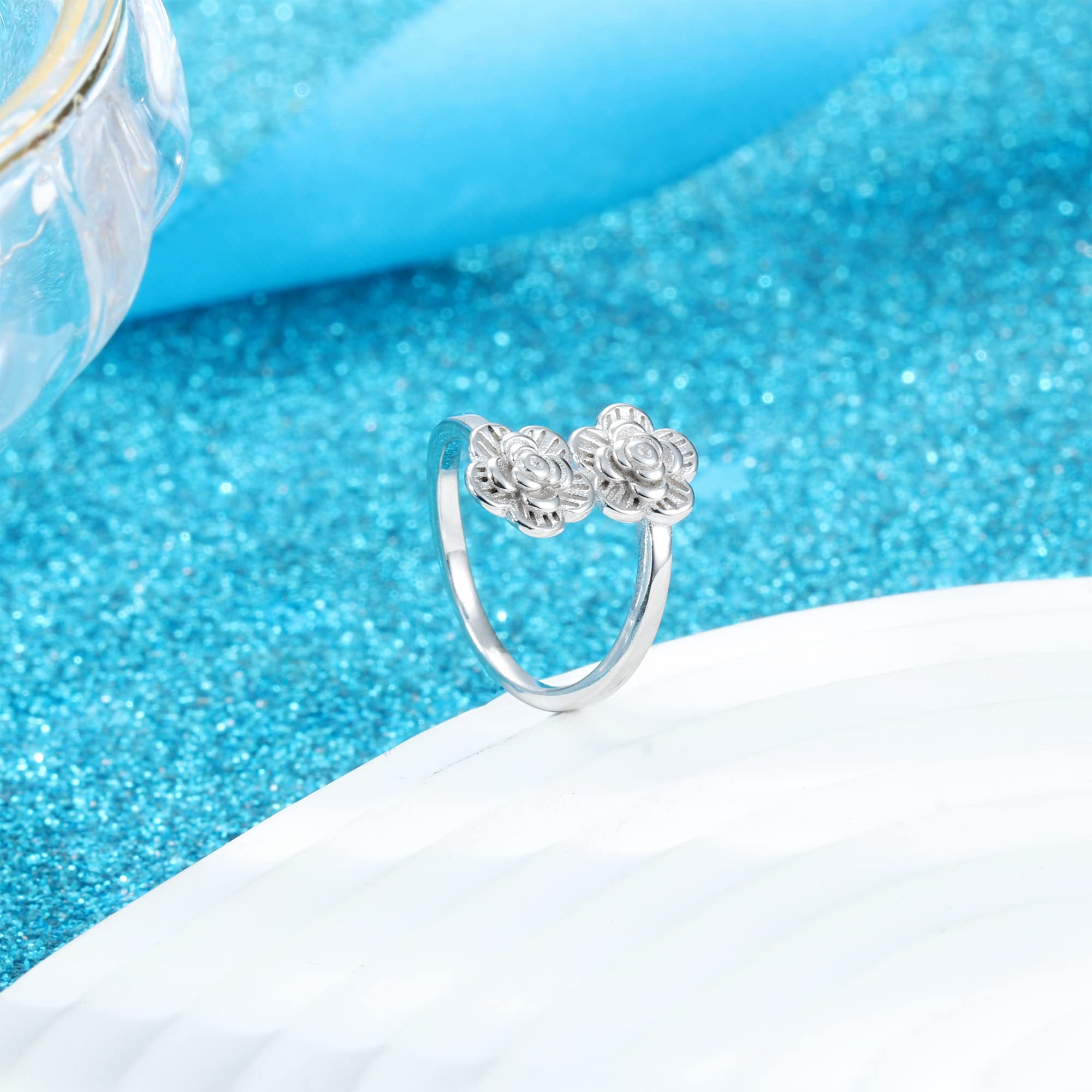 Magitaco 925 Sterling Silver Toe Ring for Women Adjustable Rings CZ Flower Heart Open Toe Rings