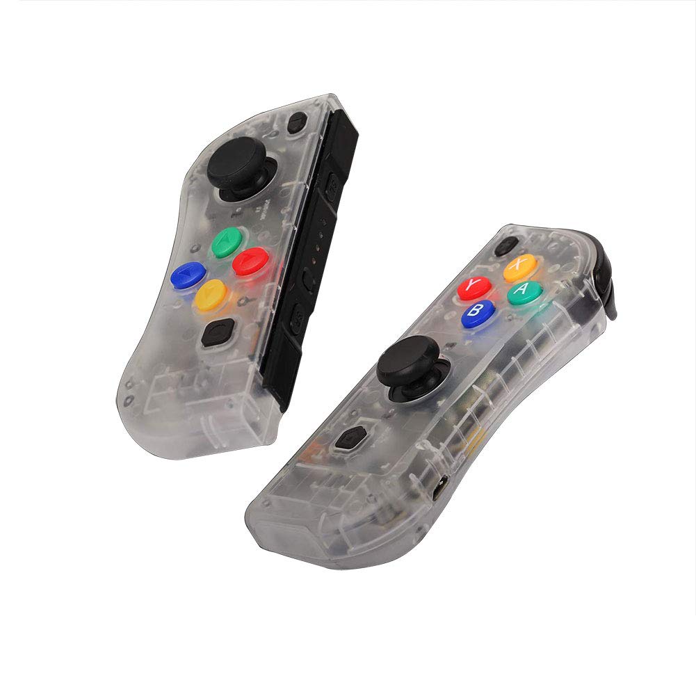 Joy Pad Controllers Replacement for Switch, Switch Remote Wireless Gamepad as Alternative to NS Controllers, L/R Joycon Pad with Wrist Strap (Transparent)