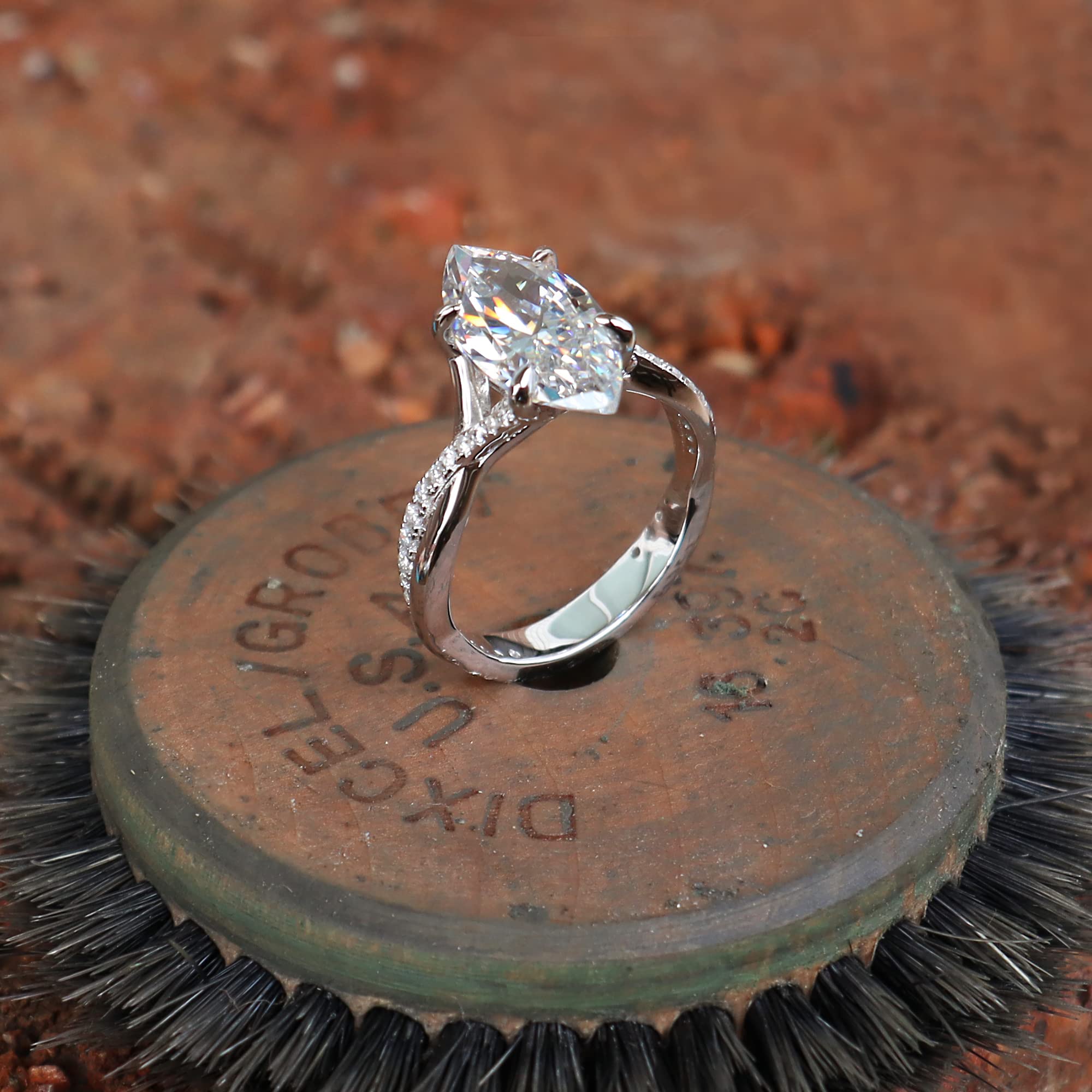 Jolics Marquise Cut 3ct Simulated Diamond Engagement Ring 925 Sterling Silver High Jewelry Women Gift size 5-10 (5.5)