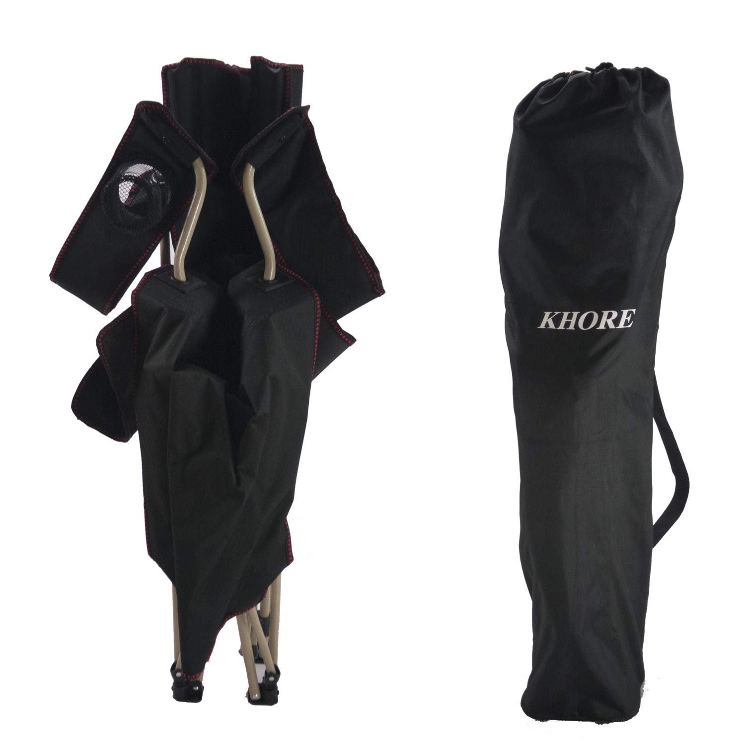 Khore Automaticly Adjustable Recliner Folding Camping Chair with Footrest (Black)