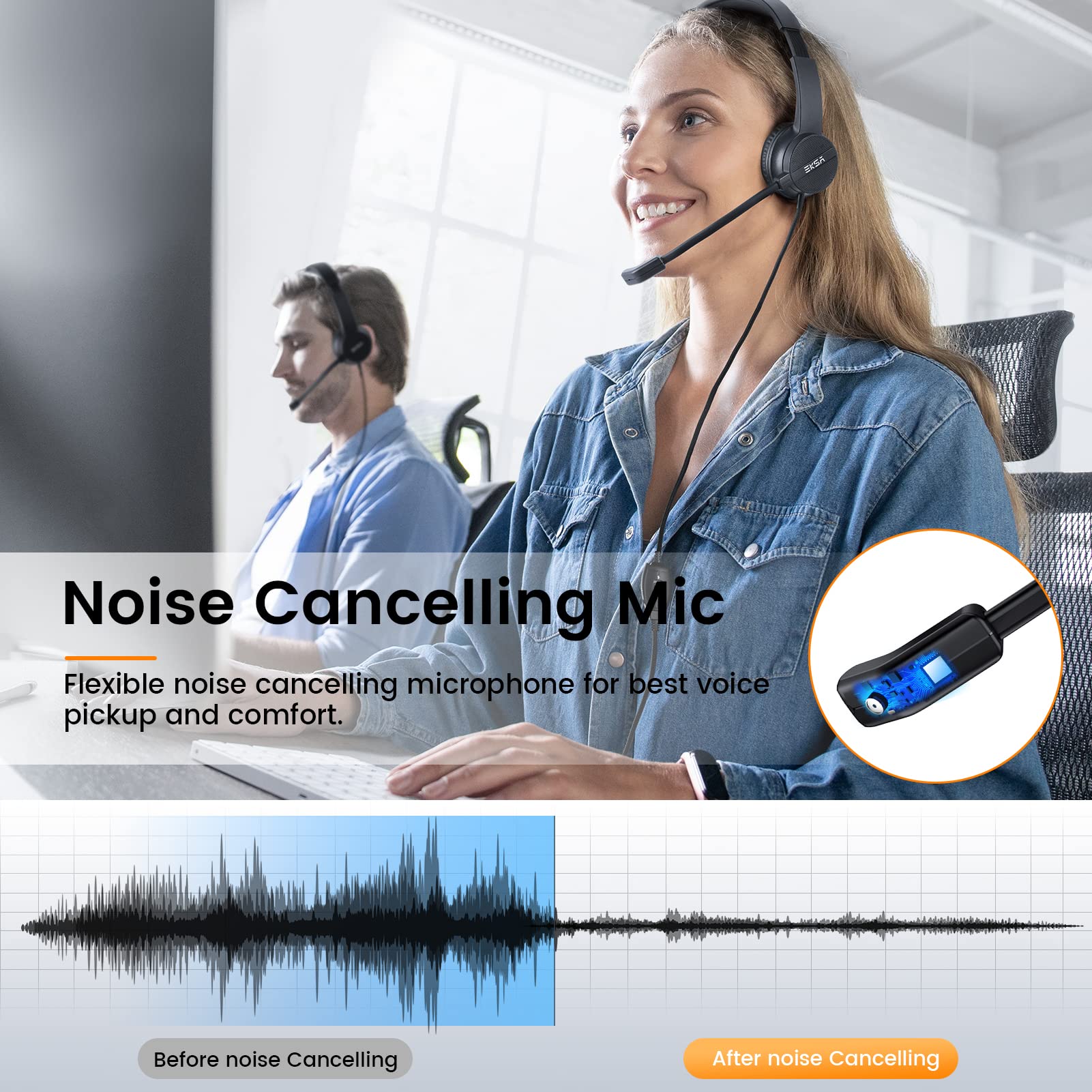Headsets with Microphone for Laptop, 3.5mm Wired Computer Headset Super-Lightweight Noise Cancelling Headphones with in-line Control Volume & Mute, PC Headset Perfect for Classroom, Home or Office