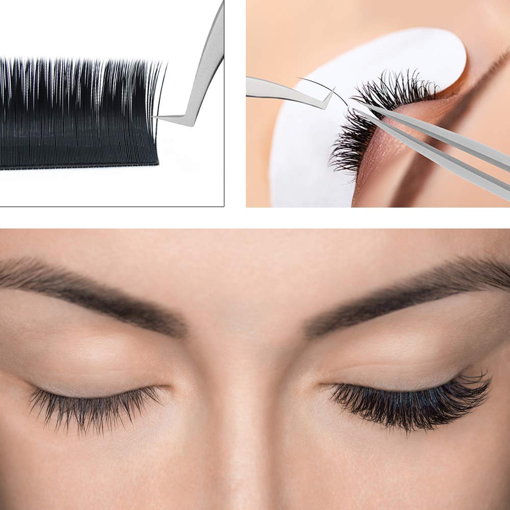 Higu Classic Eyelash Extensions 0.15mm CC Mix 8-15mm Tray Classic Lash Extensions Silk Classic Lashes Extension Premium Single Lash Extensions Professional Salon Use(0.15 CC Mix 8-15mm)