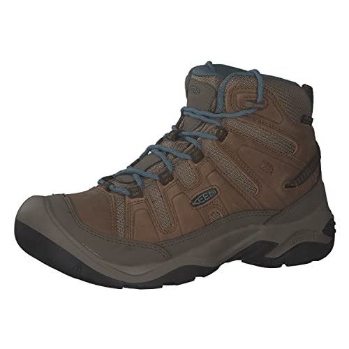 KEEN Women's Circadia Mid Height Comfortable Waterproof Hiking Boots, Toasted Coconut/North Atlantic, 12