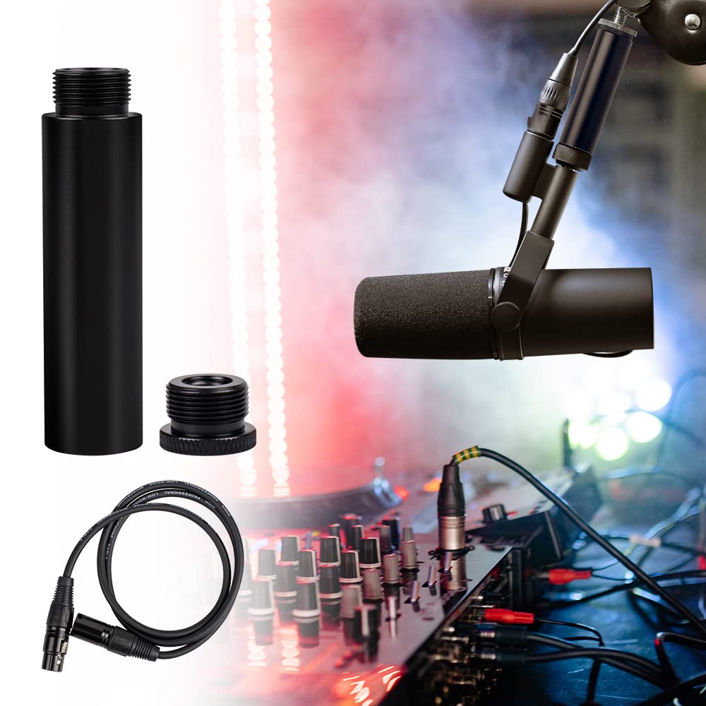 Mic Stand Extension Tube, AFUNTA 5/8" Female to 5/8" Male Microphone Holder Extension Rod Mic Stand Adapter with Microphone Cable