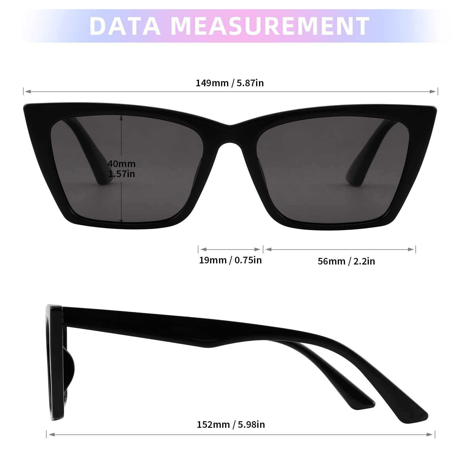 JOOX Polarized Classic Square Cat Eye Sunglasses for Women, Trendy shades with 100% UV protection