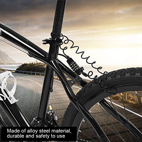 Kadimendium wear- 1.2m Portable 4 Digits Alloy Steel Lock Resettable Combination Lock Bike Suitcase Part Robust for Home Entertainment(Black)