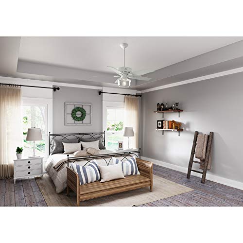 Hunter Fan Company, 50279, 52 inch Bennett Matte White Ceiling Fan with LED Light Kit and Handheld Remote