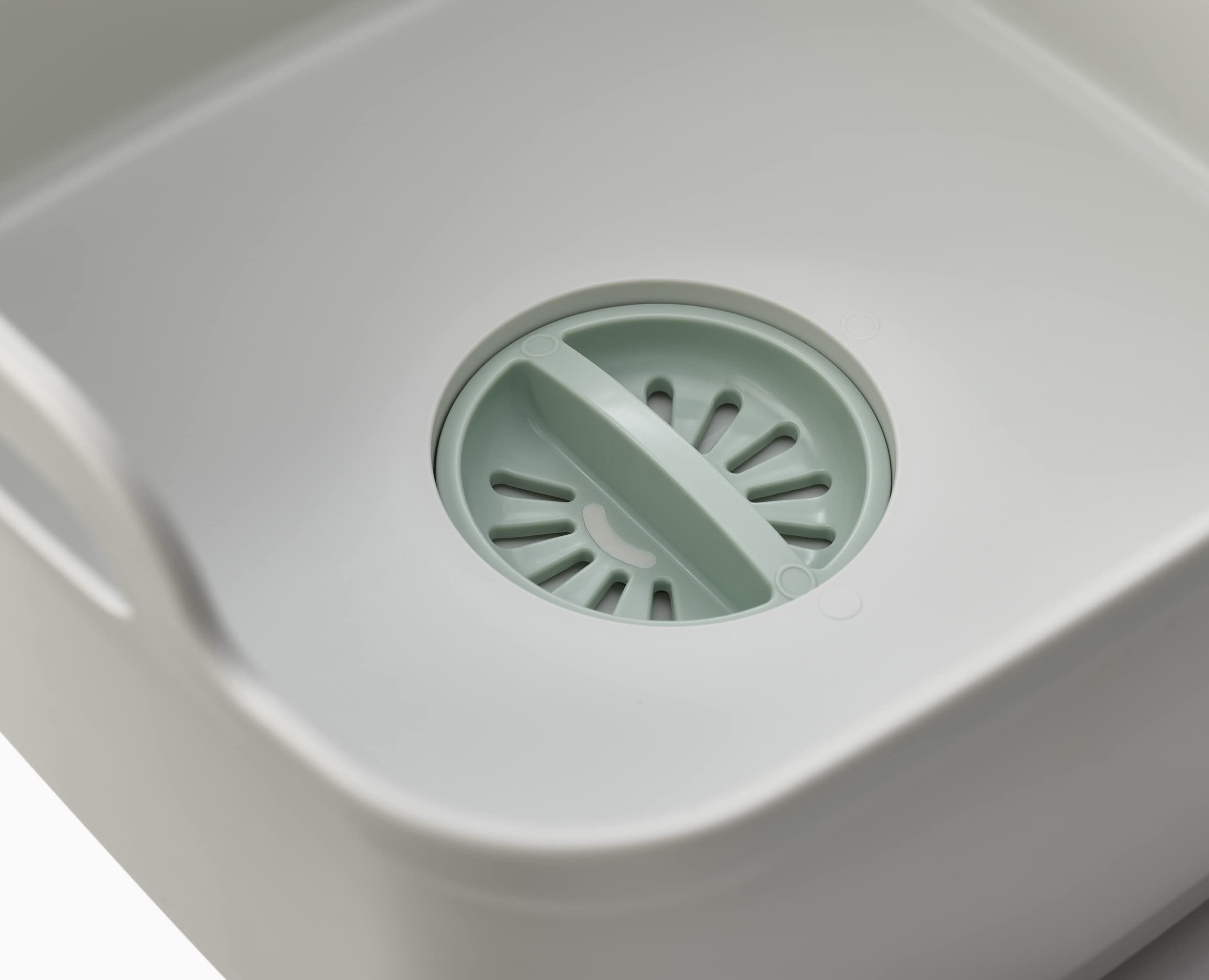 Joseph Joseph Wash & Drain Kitchen Dish Tub Wash Basin with Handles and Draining Plug, 9 liters, Stone/Sage Green
