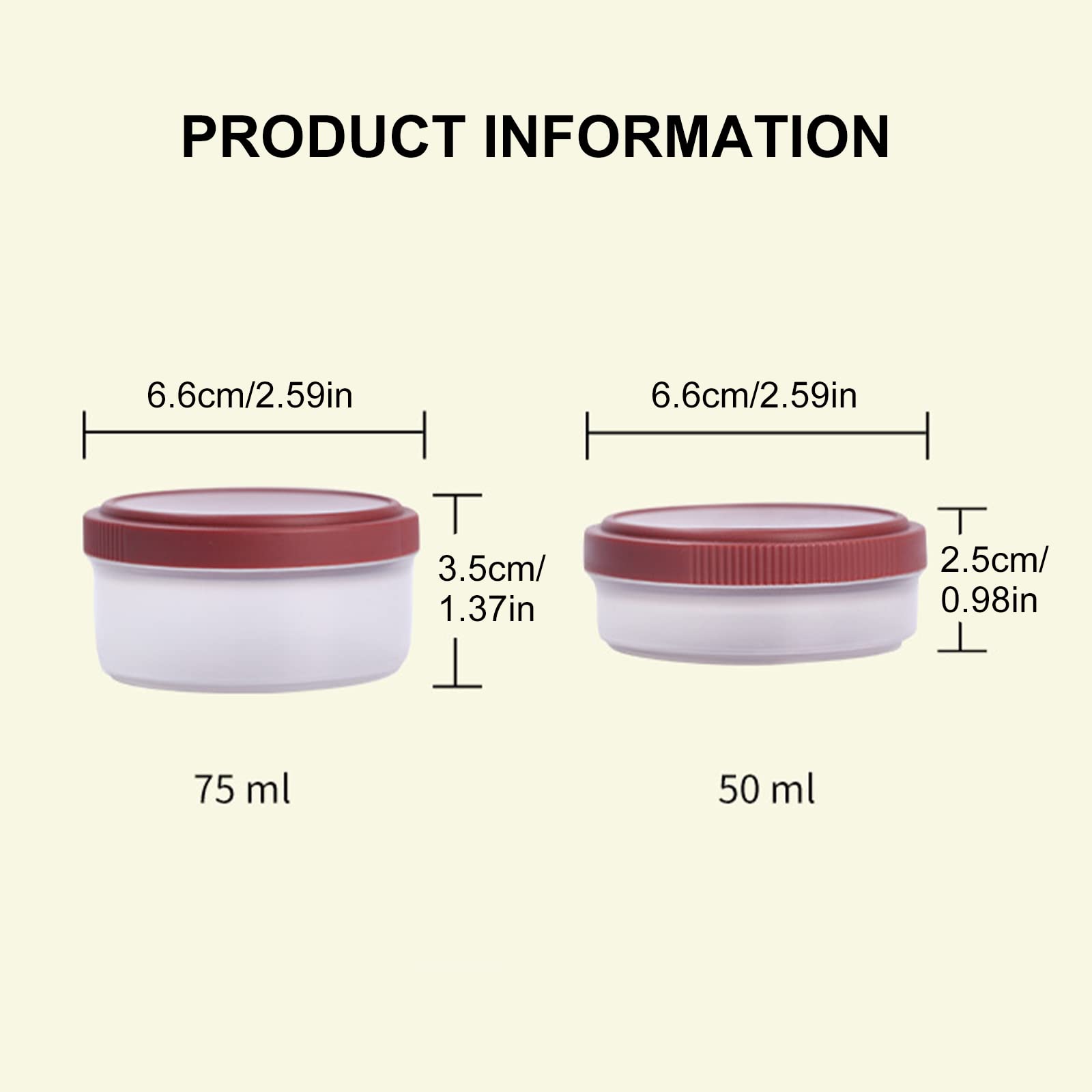 MANMAOHE 12PCS Leakproof Condiment Containers with Lids, 6PCS 2.5oz + 6PCS 1.7oz, Plastic Salad Dressing Container to go, Reusable Sauce Cups, Small Food Storage Containers for Picnic Travel