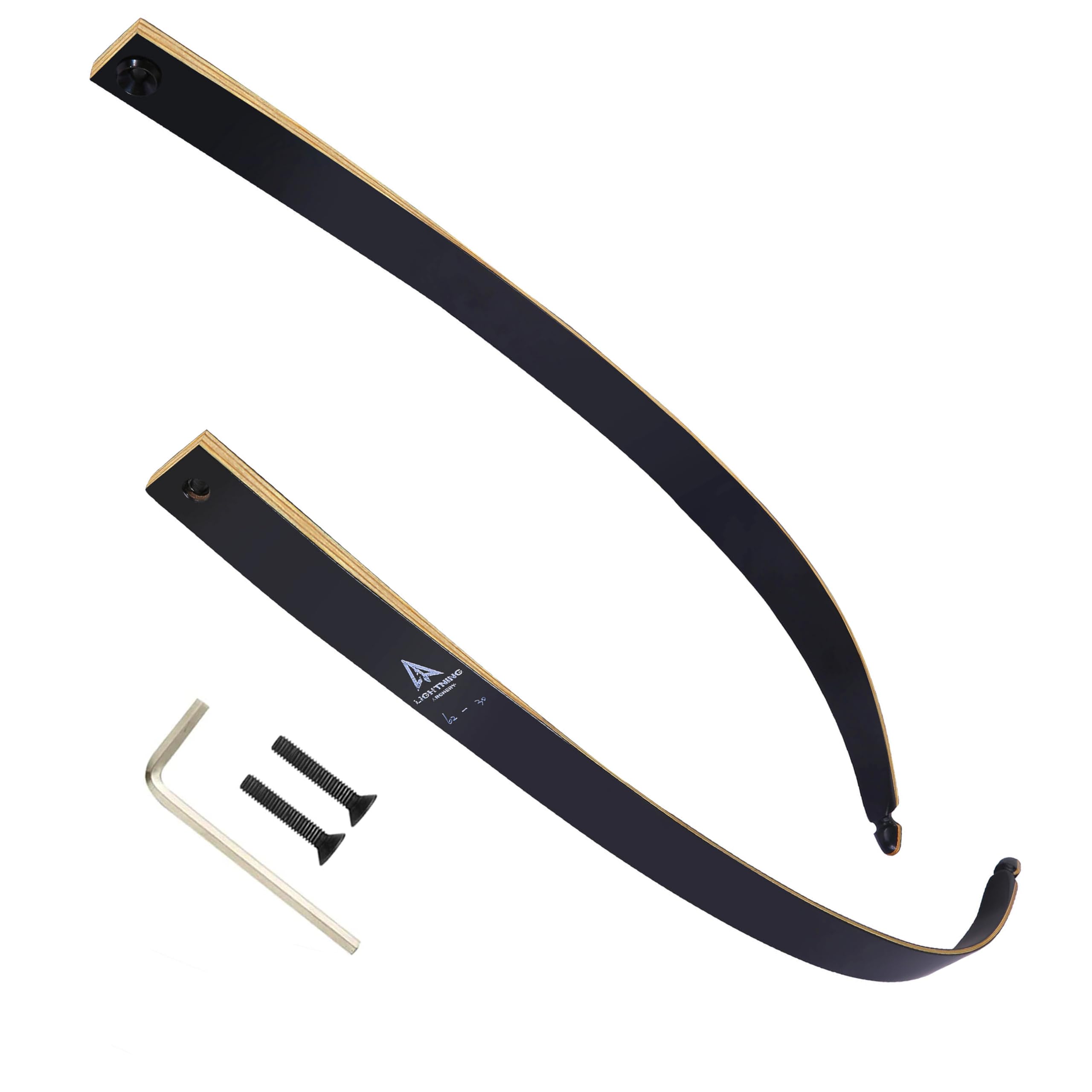 Lightning Archery Takedown Longbow Limbs 25-60lbs Hunting Longbow Limbs Replacements with 2pack Screw Limbs Bolt(30lbs)
