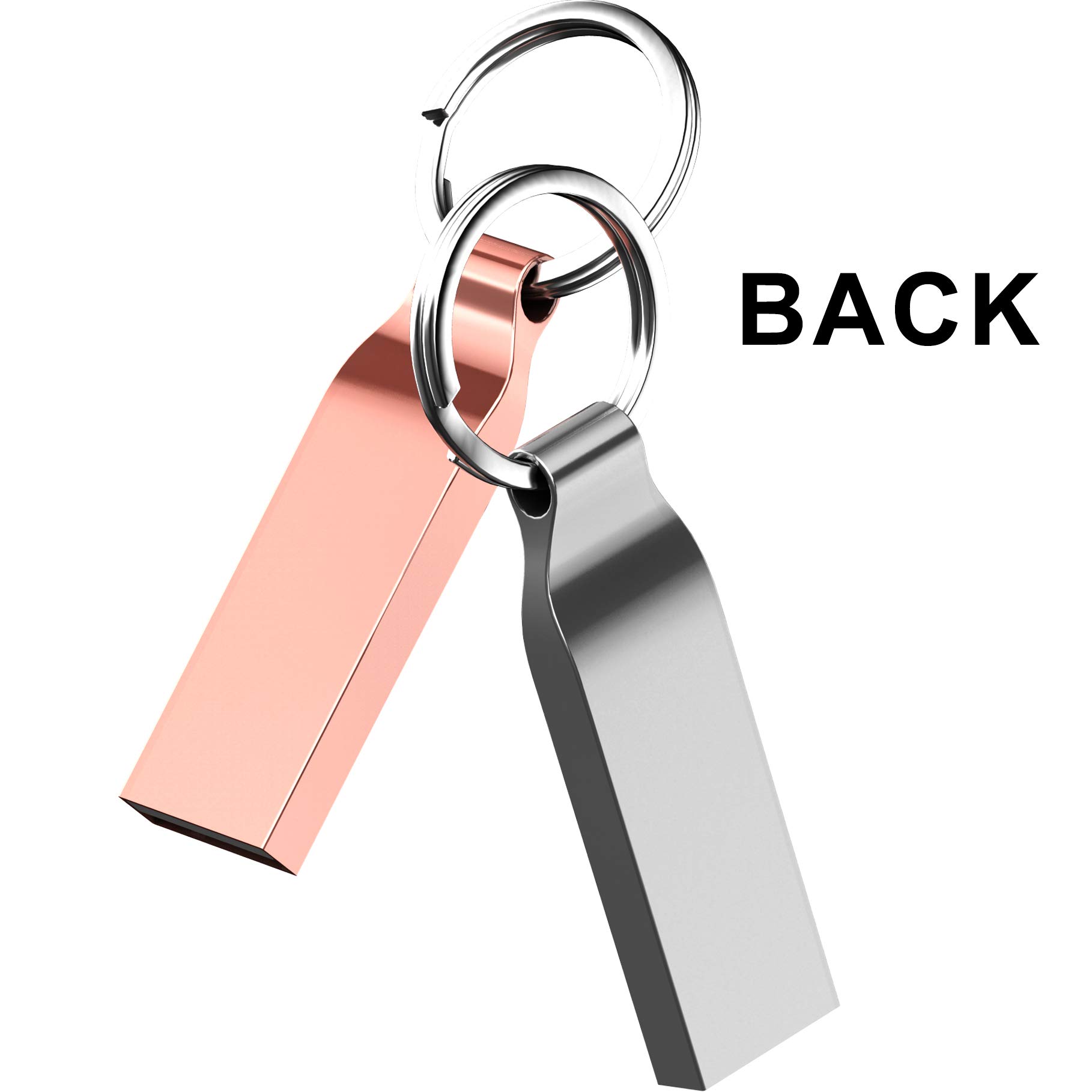 Imphomius 64GB USB 3.0 Flash Drive 2 Pack Metal Thumb Drive with Keychain 64 GB Waterproof Jump Drive 2Pack Memory Sticks for Computer/ Laptop Storage Backup (Rose Gold/ Silver)
