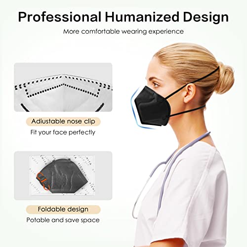 N95 Mask NIOSH Approved 25-Pack, Particulate Respirator N95 Face Masks Universal Fit - Individually Wrapped, Black