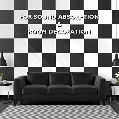 Lagute 12 Pack Self-Adhesive Acoustic Panels Sound Proof Padding, Studio Acoustic Treatment Foam, Soundproofing Square Acoustical wall panel, Sound Absorbing Dampening Panel (12"X12", White)