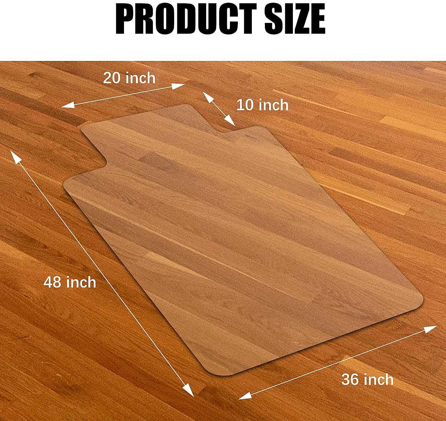 Kuyal Chair Mat, Rolling Chair Mat for Hardwood Floor, 36" X 48" Transparent PVC Home Office Floor Protector Mat (36" X 48" with Lip)