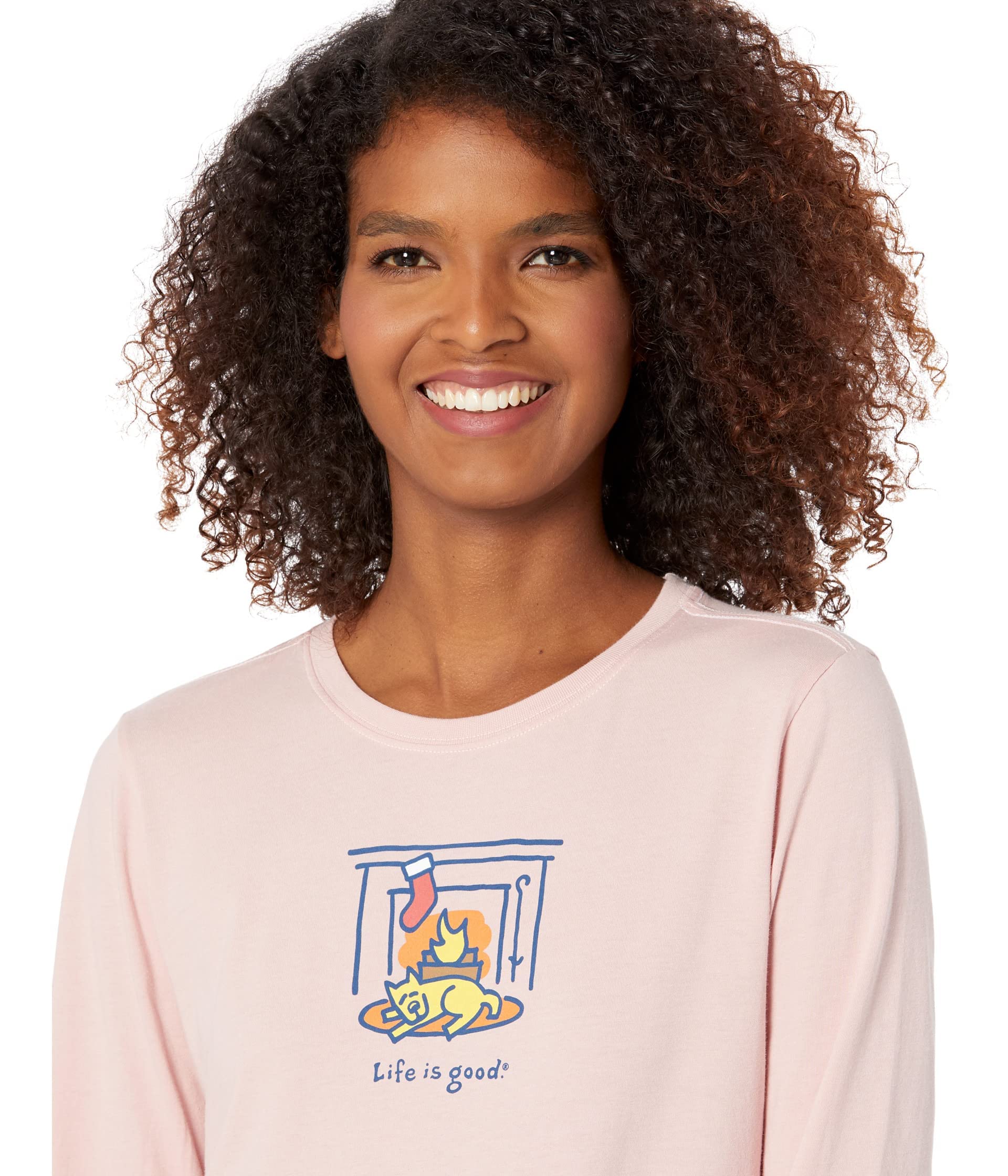 Life is Good. Women's Rocket Fireplace LS Crusher-Lite Tee, Himalayan Pink, XXX-Large