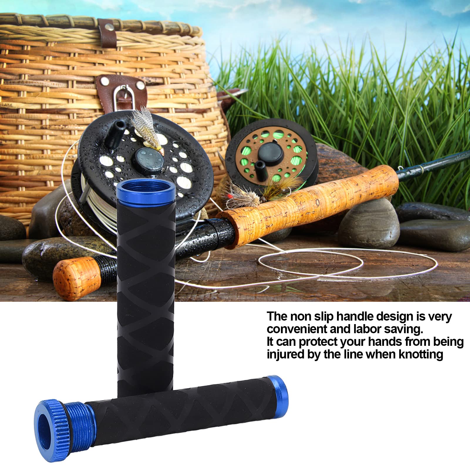 Keenso Fishing Knot Puller Tool, Aluminium Alloy Assist Fishing Line Knotting Device Tension Line Dragger for Freshwater (Blue)