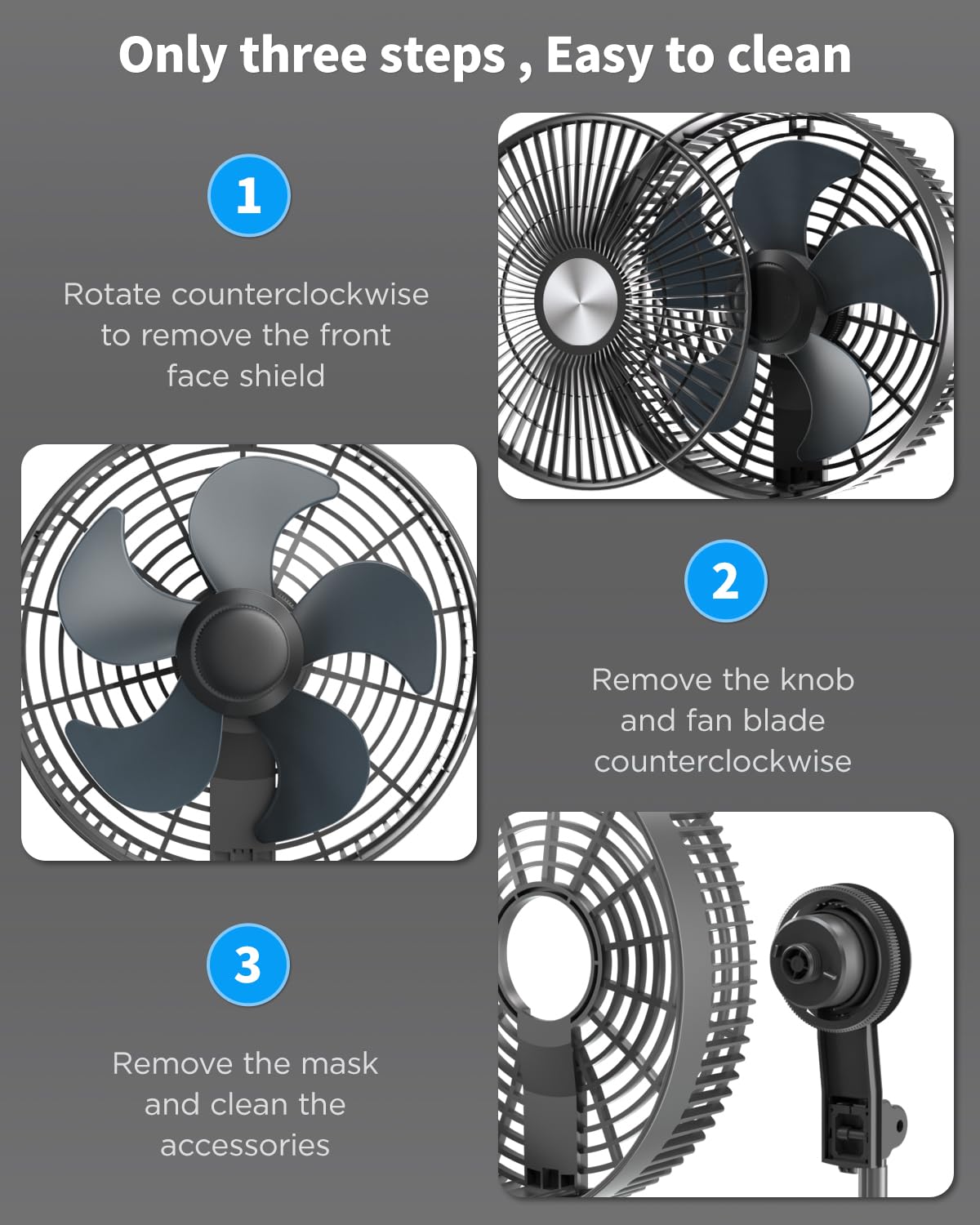 ICEBIRDS Portable Oscillating Standing Fan, 10" Foldaway Desk Fan, 10800mah Rechargeable Quiet Height Adjustable Floor Fan, 50H Working Time, Pedestal Fans for Indoor, Outdoor Camping