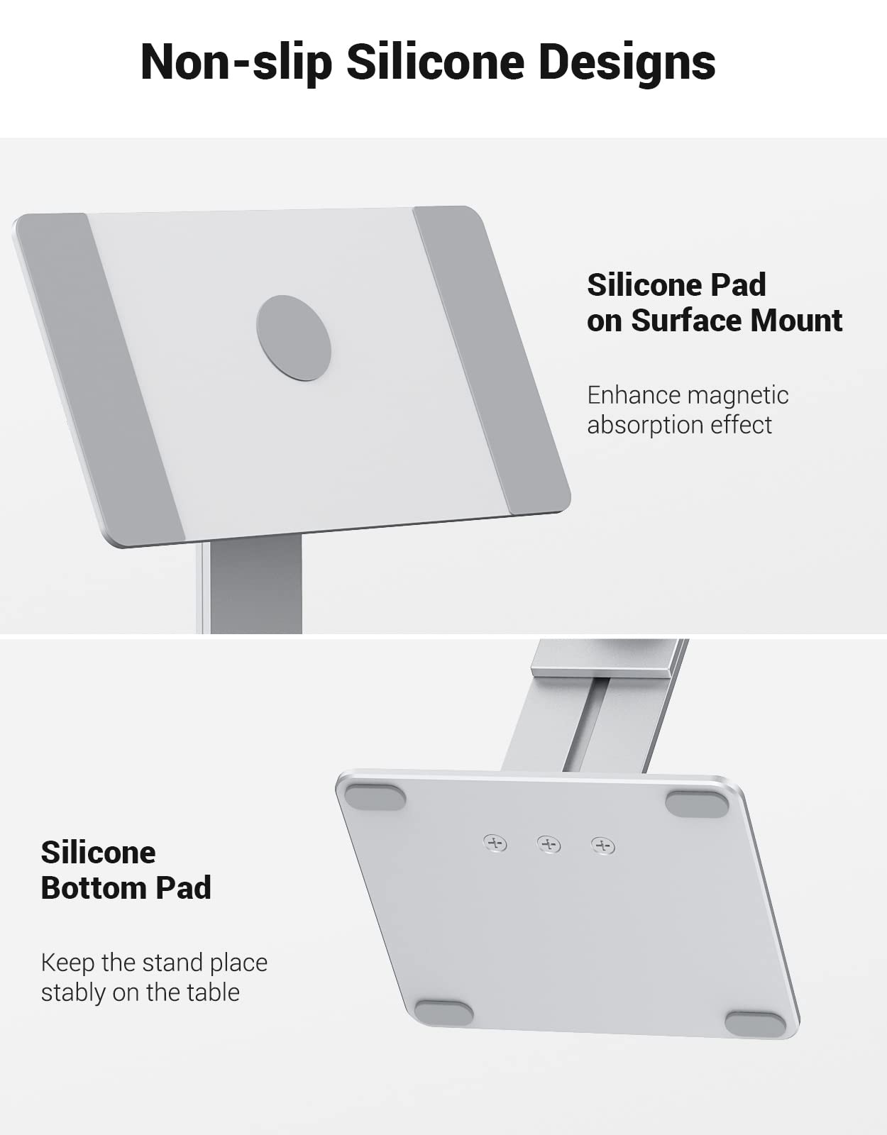MoKo Magnetic iPad Stand, Aluminium Portable iPad Tablet Holder Compatible Apple iPad Pro 12.9 Inch 3rd/4th/5th Generation, Adjustable and Rotatable Floating Magnetic iPad Pro Stand Holder, Silver