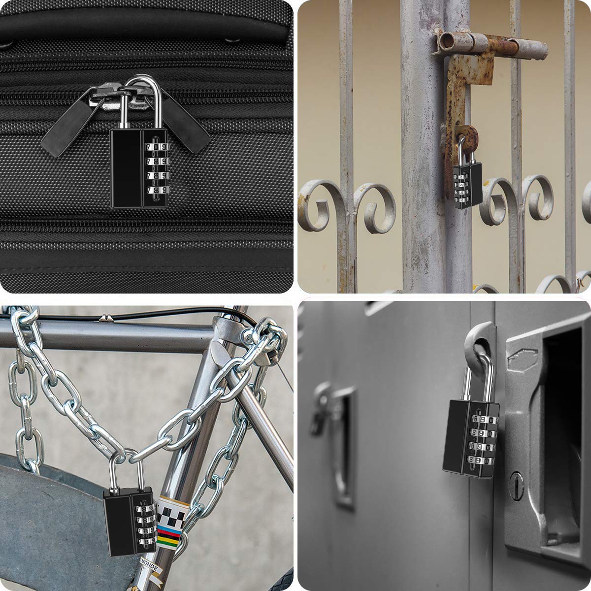 KeeKit Combination Padlock, 4 Digit Combination Lock, Resettable Waterproof Gate Lock for Locker, Gym, Fence, Case, School & Employee Locker, Toolbox β 2 Pack, Black