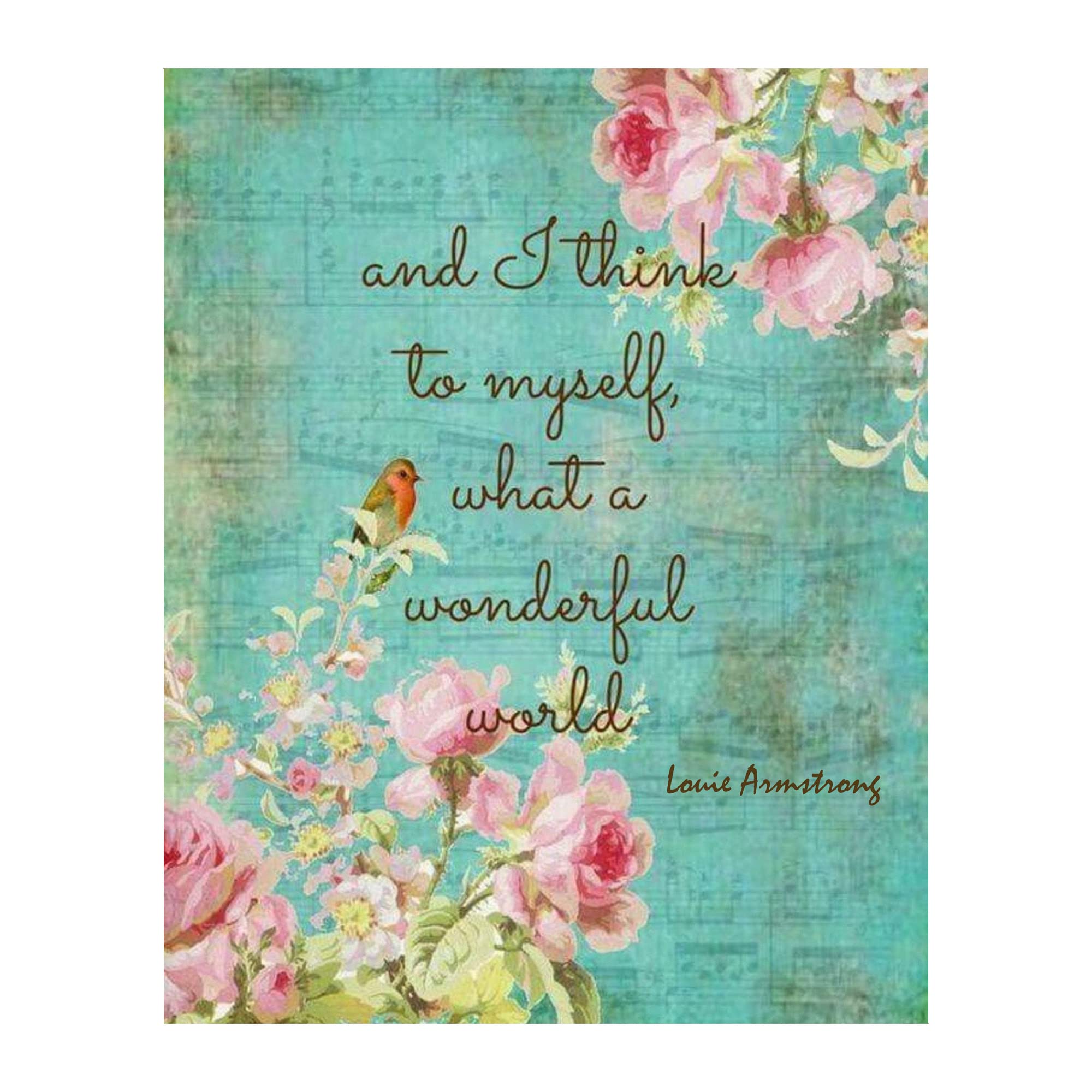 I Think to Myself - Louie Armstrong Music Decor Wall Art, This Retro Poster Wall Decor is A Great Floral Sheet Print For Home Decor, Music Room, Office Decor, or Man Cave Room Decor, Unframed - 8x10