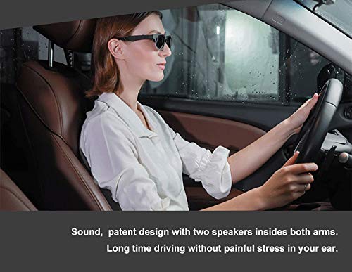 KENTKING Smart Glasses With Open Ear Headset Wireless Bluetooth Audio Sunglasses Music&Hand-Free Calling Unisex Polarized Shades Compatiable for All Smart Device (Black/Frame Gold)