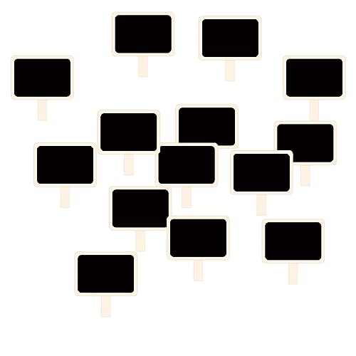 KADBLE Mini Wood Chalkboard Blackboard Clips Message Board Tag Photo Price Signs for Memo,Note Taking,Food Label,Wedding Table Number Place Card, Set of 30 (Rectangle Shape)