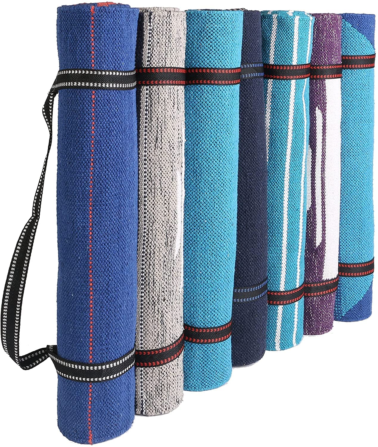 KD Cotton Yoga Mat Hand Woven Yoga Mat Eco Freindly Organic Handloom Mat Supreme Heavy Quality with Carry Strap- 24" x 72" Exercise Mat (MultiColor)