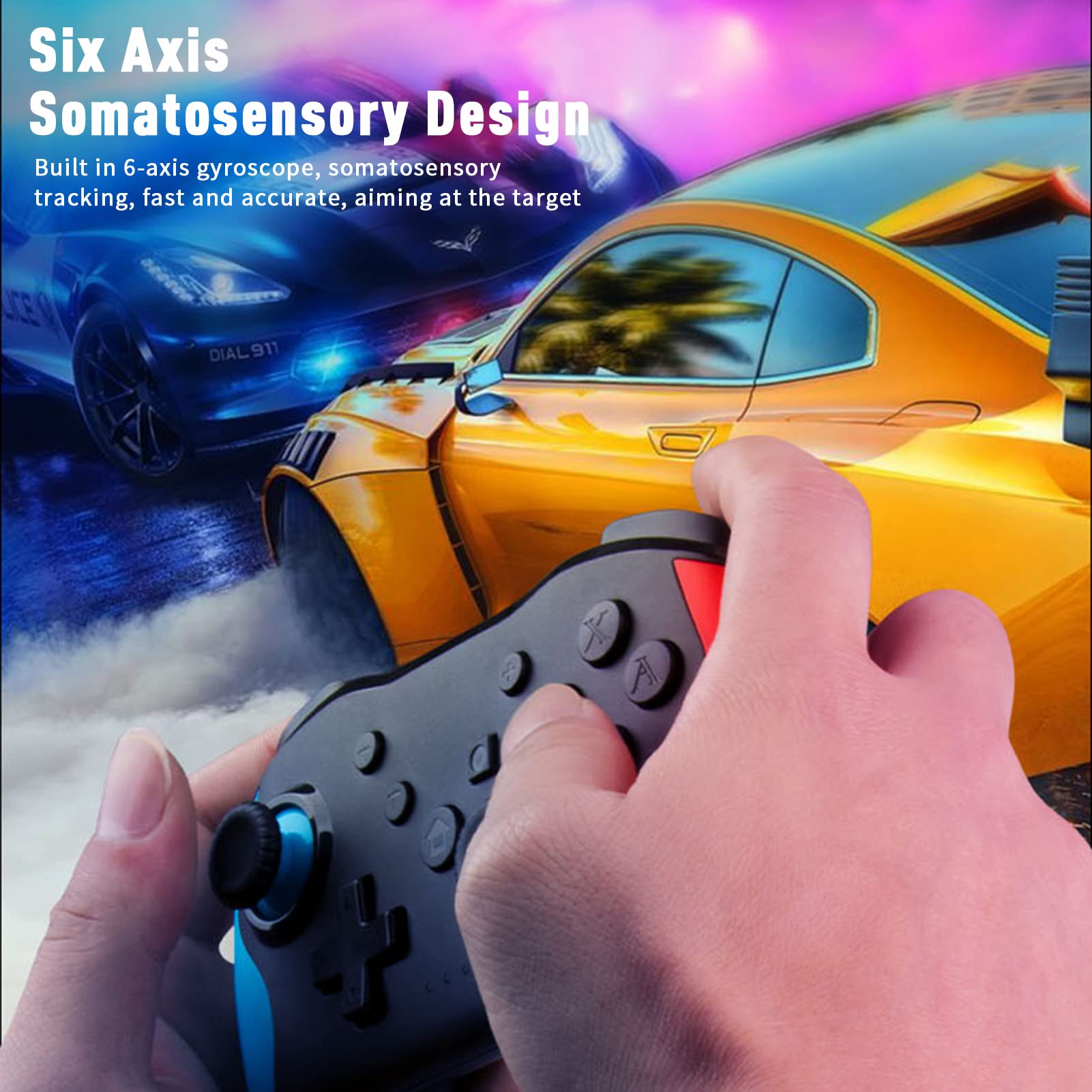 NETNEW Wireless Switch Pro Controller Remote Gamepad Turbo Vibration Joystick Compatible with Nintendo Switch, Switch Lite, Switch OLED with Wakeup Screenshot Amibo Ergonomic Non-Slip