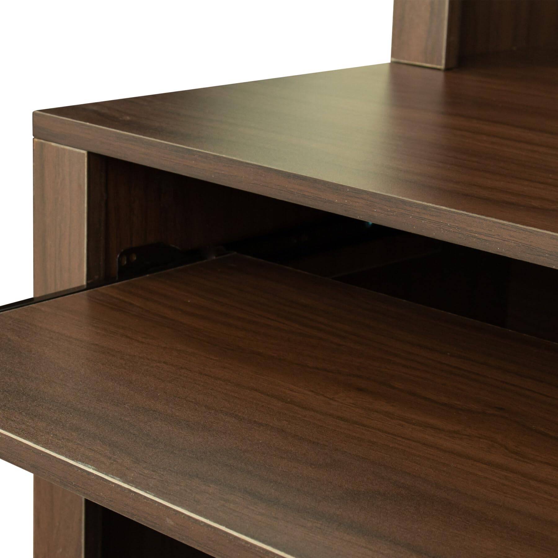 JINS&VICO Computer Desk with Drawers Bookshelf and Keyboard Tray,Wood Executive Desk with Hutch,Teens Student Desk, Modern Style Writing Laptop Home Office Desk,Computer Desk with Walnut Finish