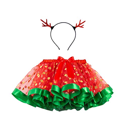 IAMAGOODLADY Christmas Decorations,Kids Girls Christmas Party Dance Ballet Toddler Costume Skirt+Deer Hairband Santa Claus Gift Xmas Ornaments for Party Supplies Prime Deals of The Day Today Only